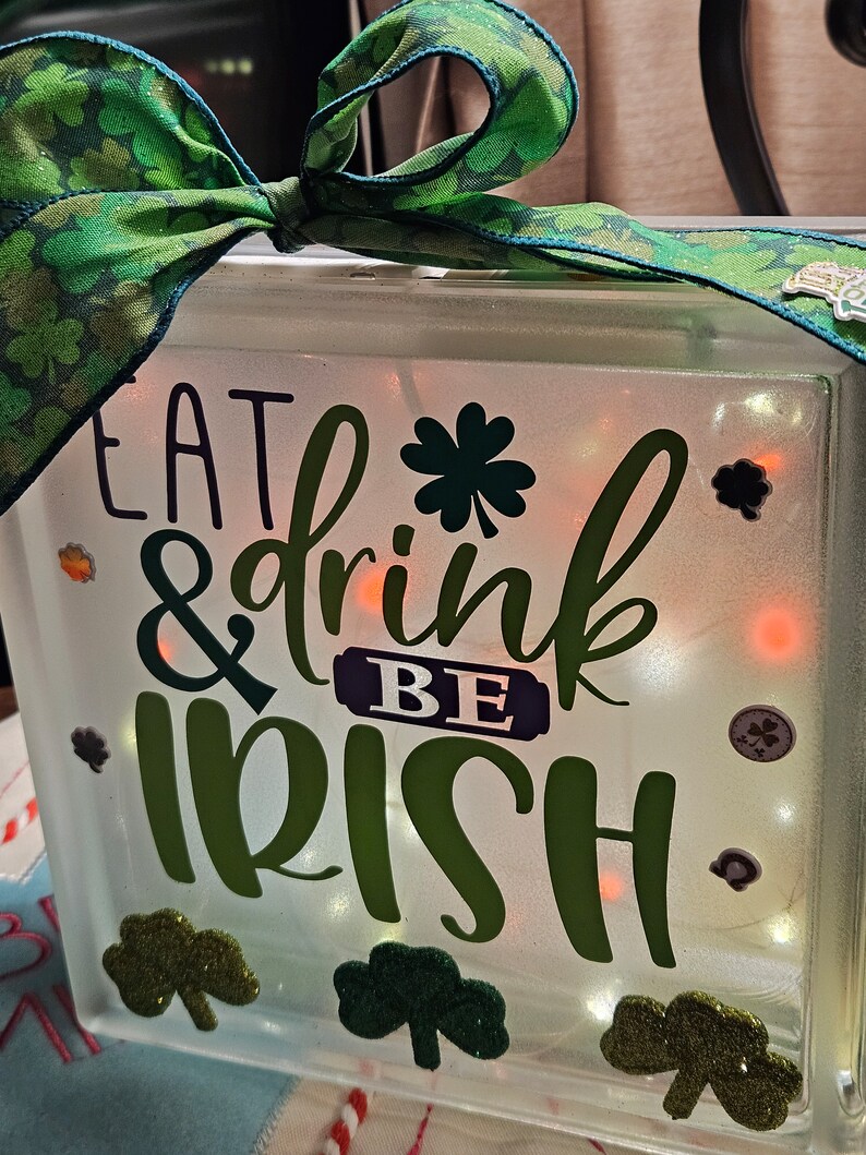 Irish Lighted Decorative Glass Block - Etsy