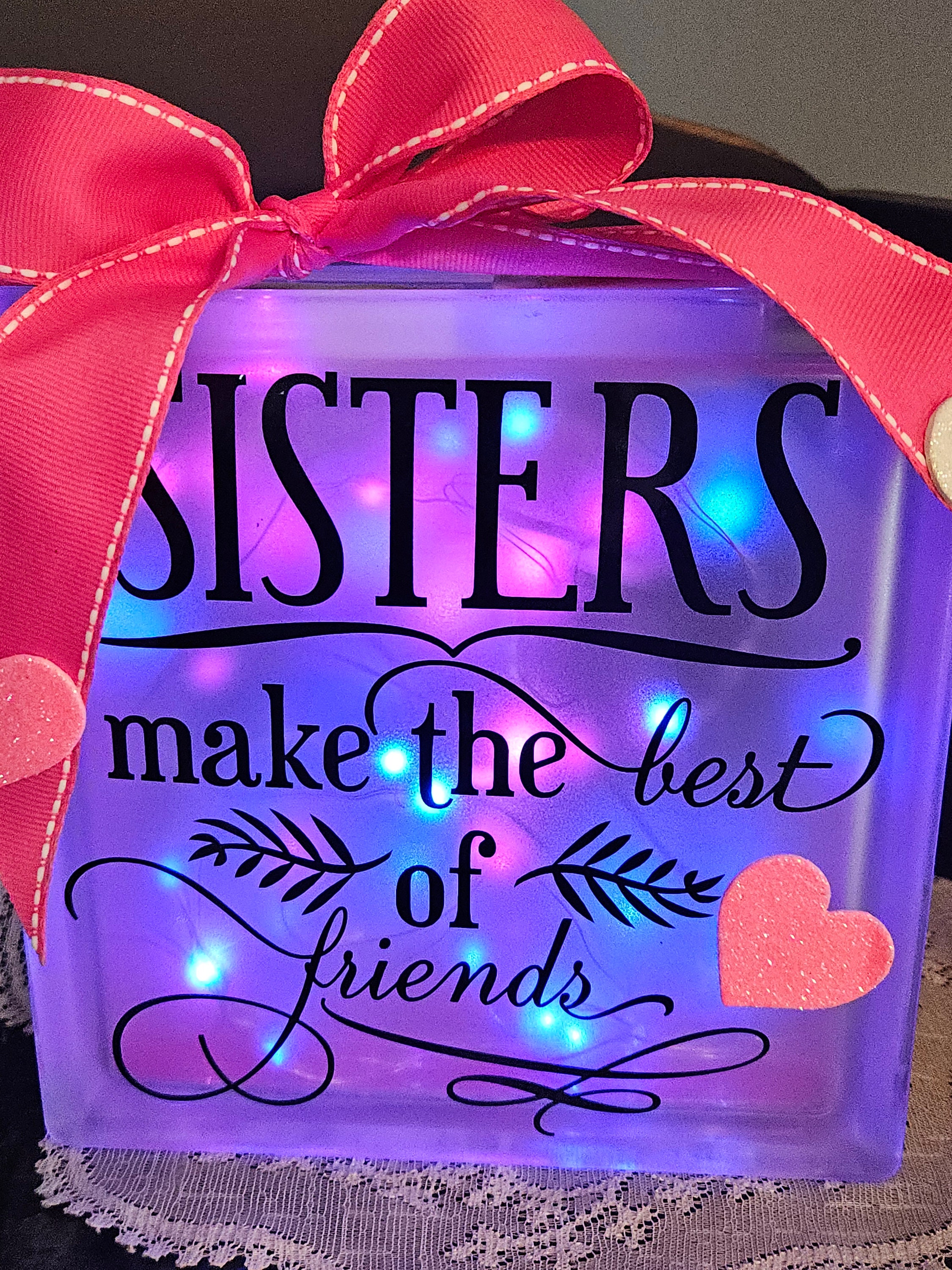 Sisters Lighted Decorative Glass Block - Etsy