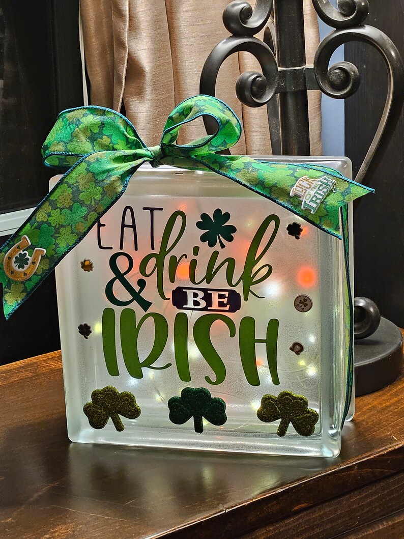 Irish Lighted Decorative Glass Block - Etsy