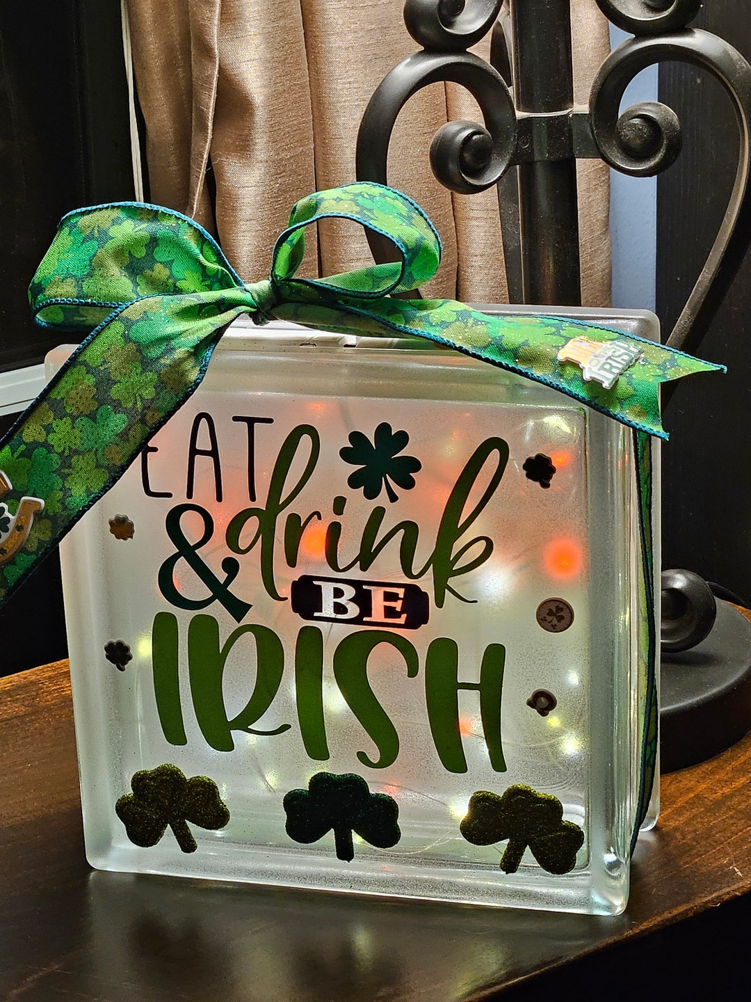 Irish Lighted Decorative Glass Block - Etsy