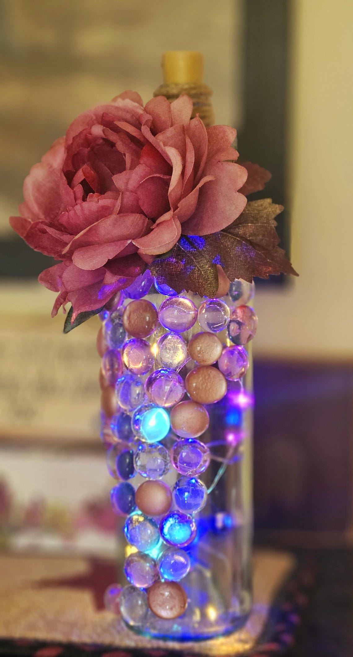 Upcycled Grape Themed Wine Bottle - Etsy