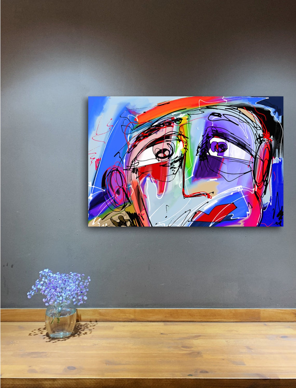 Abstract Digital Painting of Human Face Head Profile | Etsy