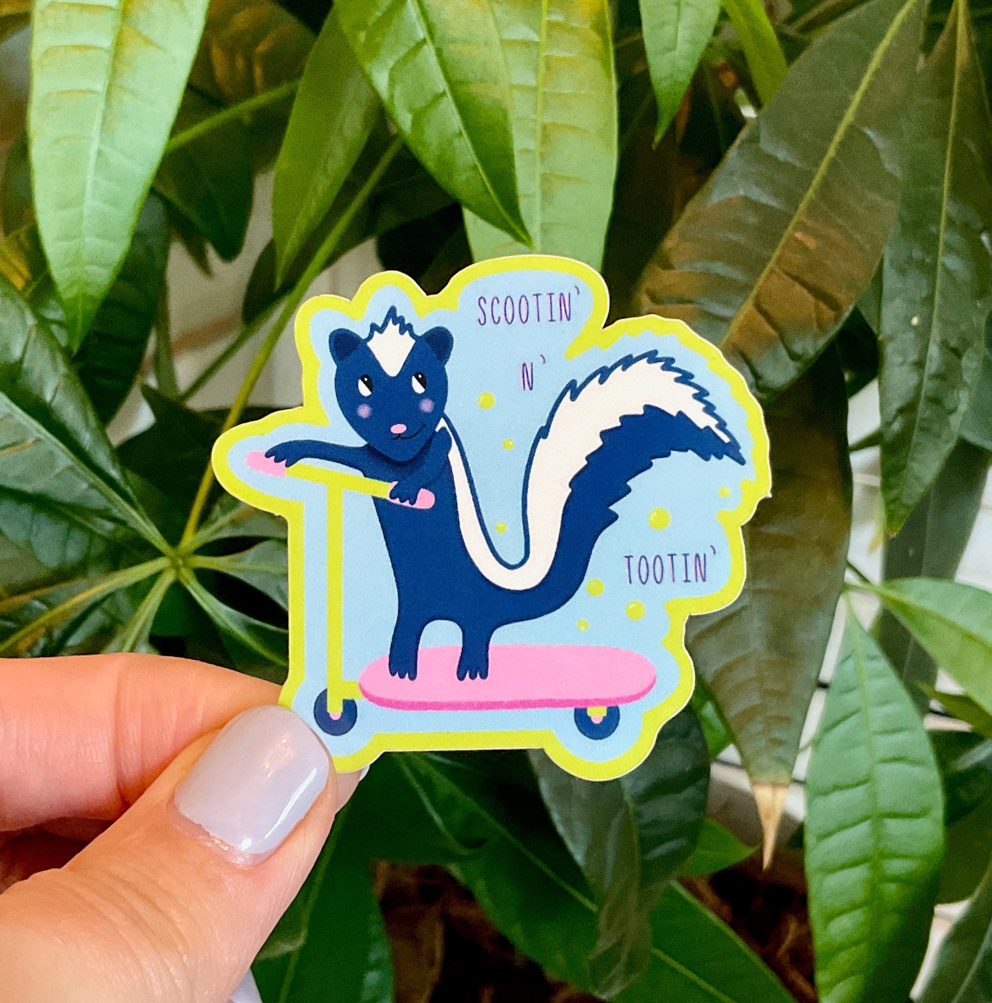 Scooter Skunk - Vinyl Waterproof Sticker - Etsy