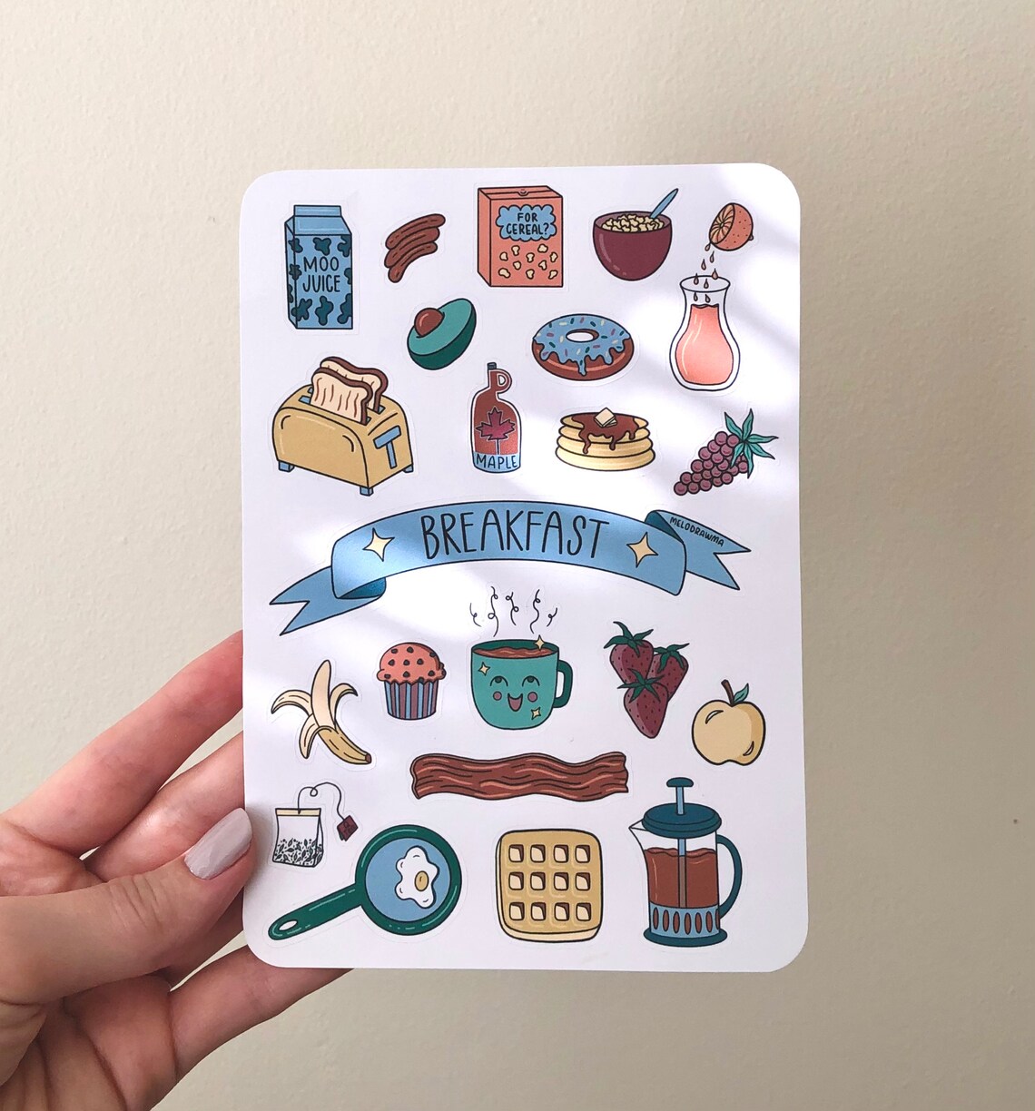 Breakfast Sticker Sheet - Illustrated Sticker Sheet - Melodrawma - Etsy