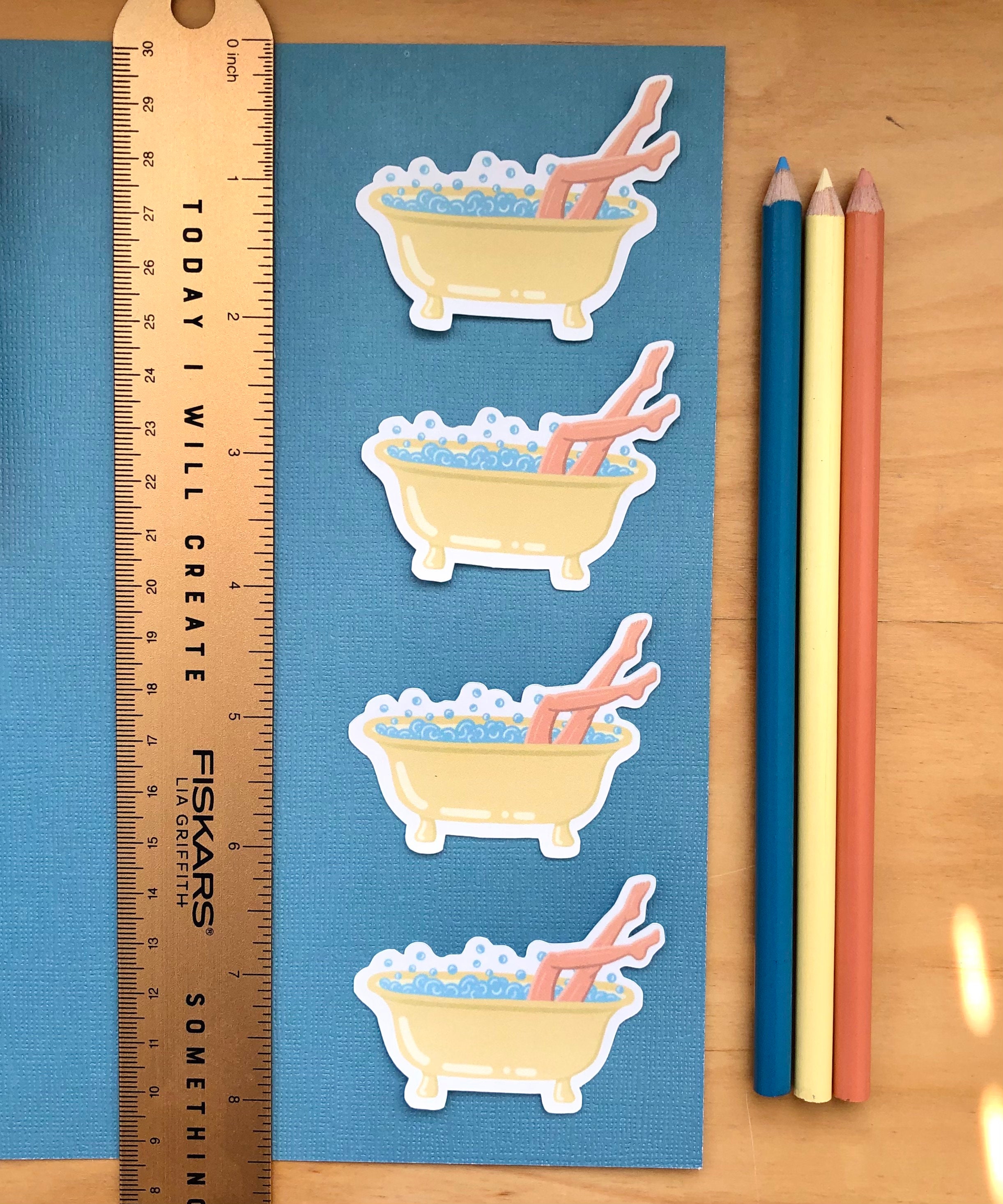 Bath Sticker Illustrated Sticker Melodrawma - Etsy