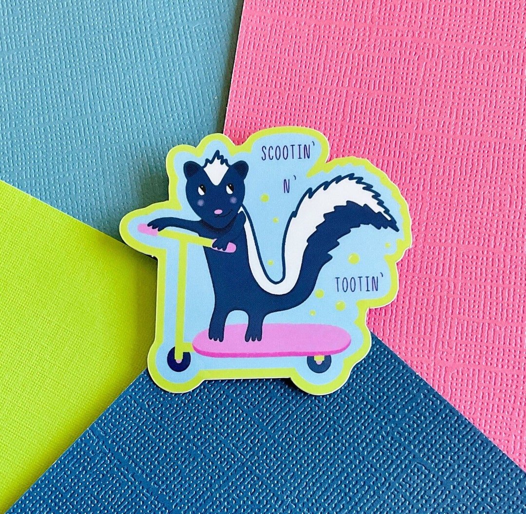 Scooter Skunk - Vinyl Waterproof Sticker - Etsy