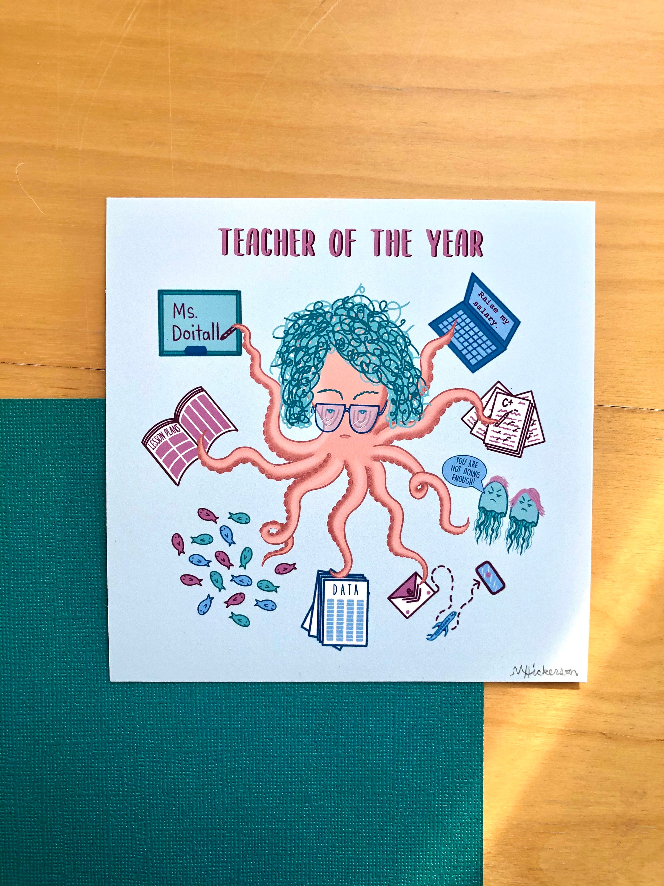 Octopus Teacher Art Print Illustrated Print Whimsical Art - Etsy