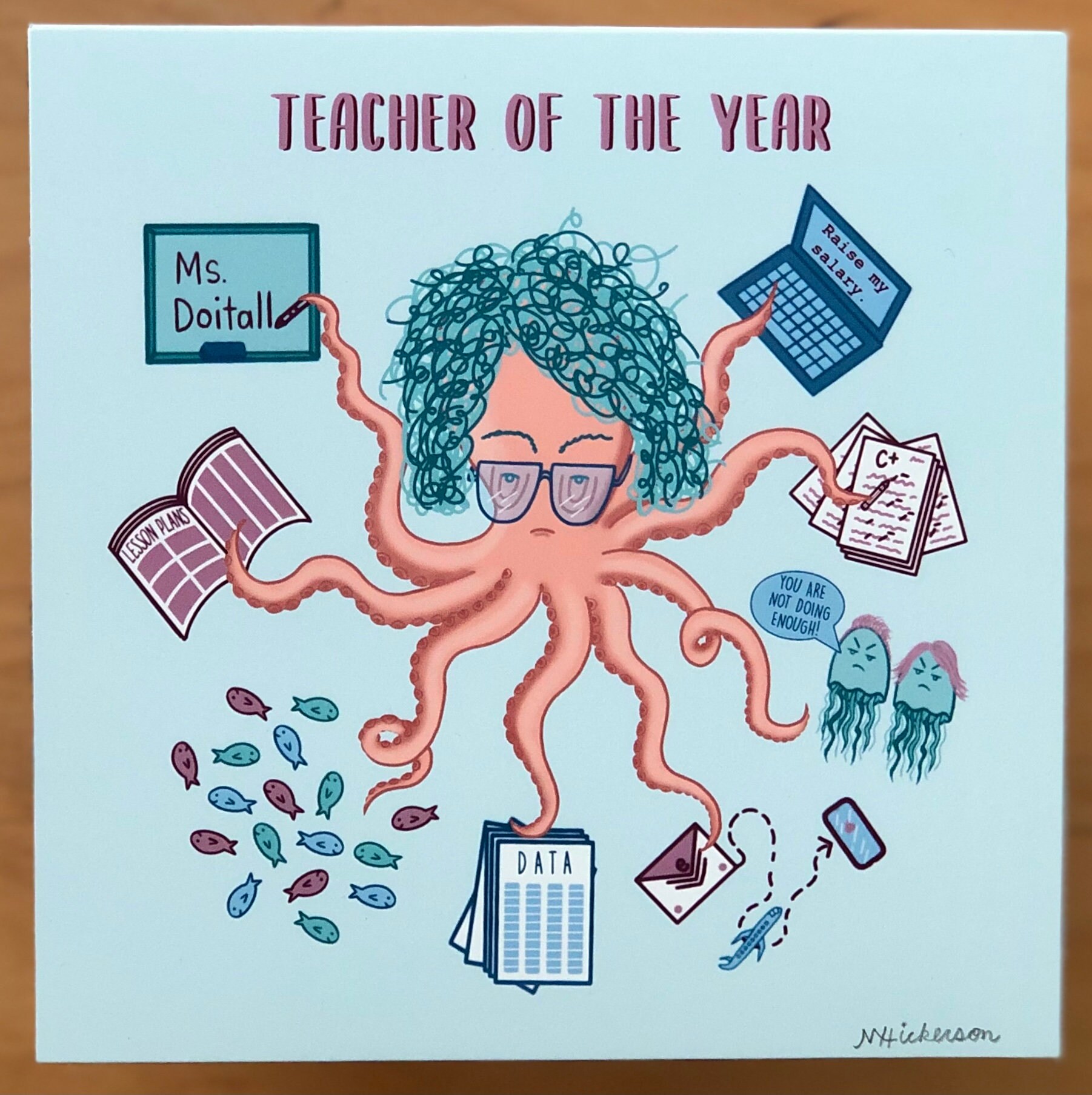 Octopus Teacher Art Print Illustrated Print Whimsical Art - Etsy