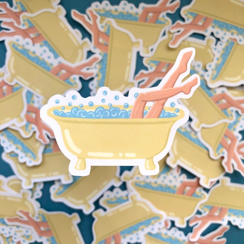 Bath Sticker - Illustrated Sticker - Melodrawma - Etsy