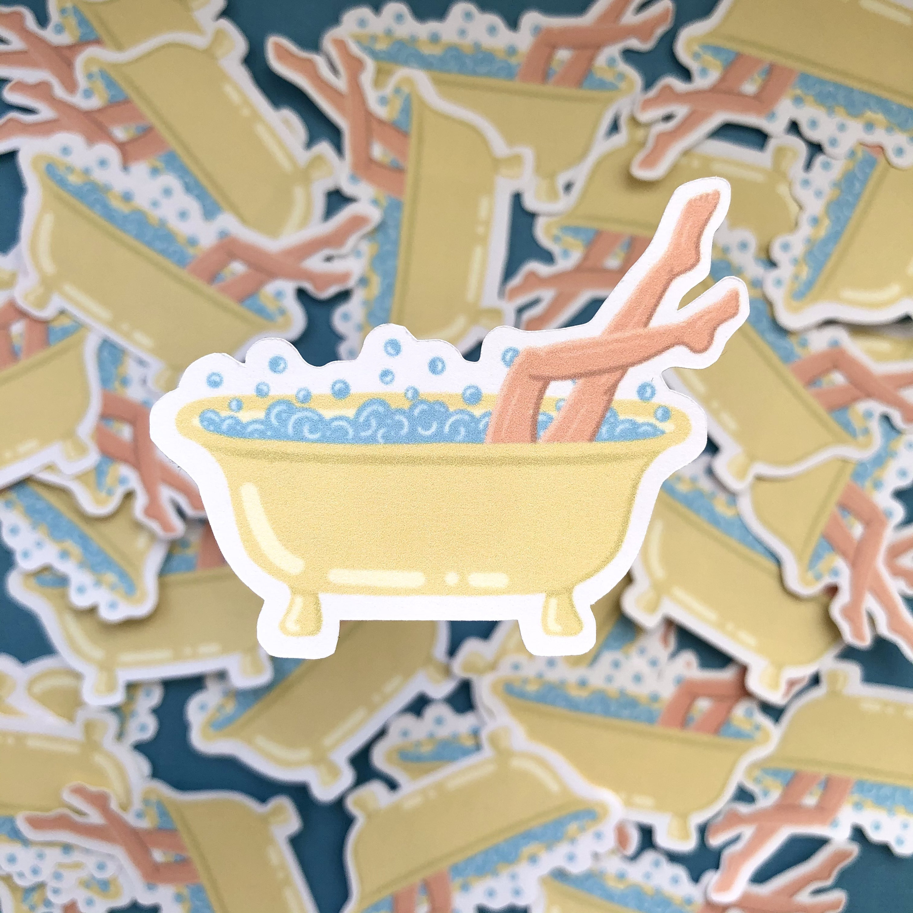 Bath Sticker Illustrated Sticker Melodrawma - Etsy