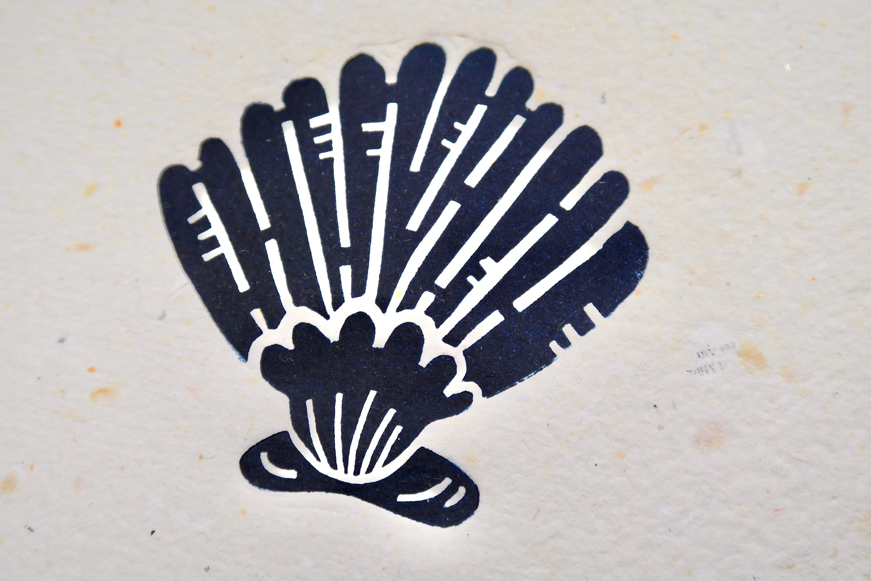 SEASHELL Linocut Print Coastal Wall Art, Ocean Theme Decor, Hand ...