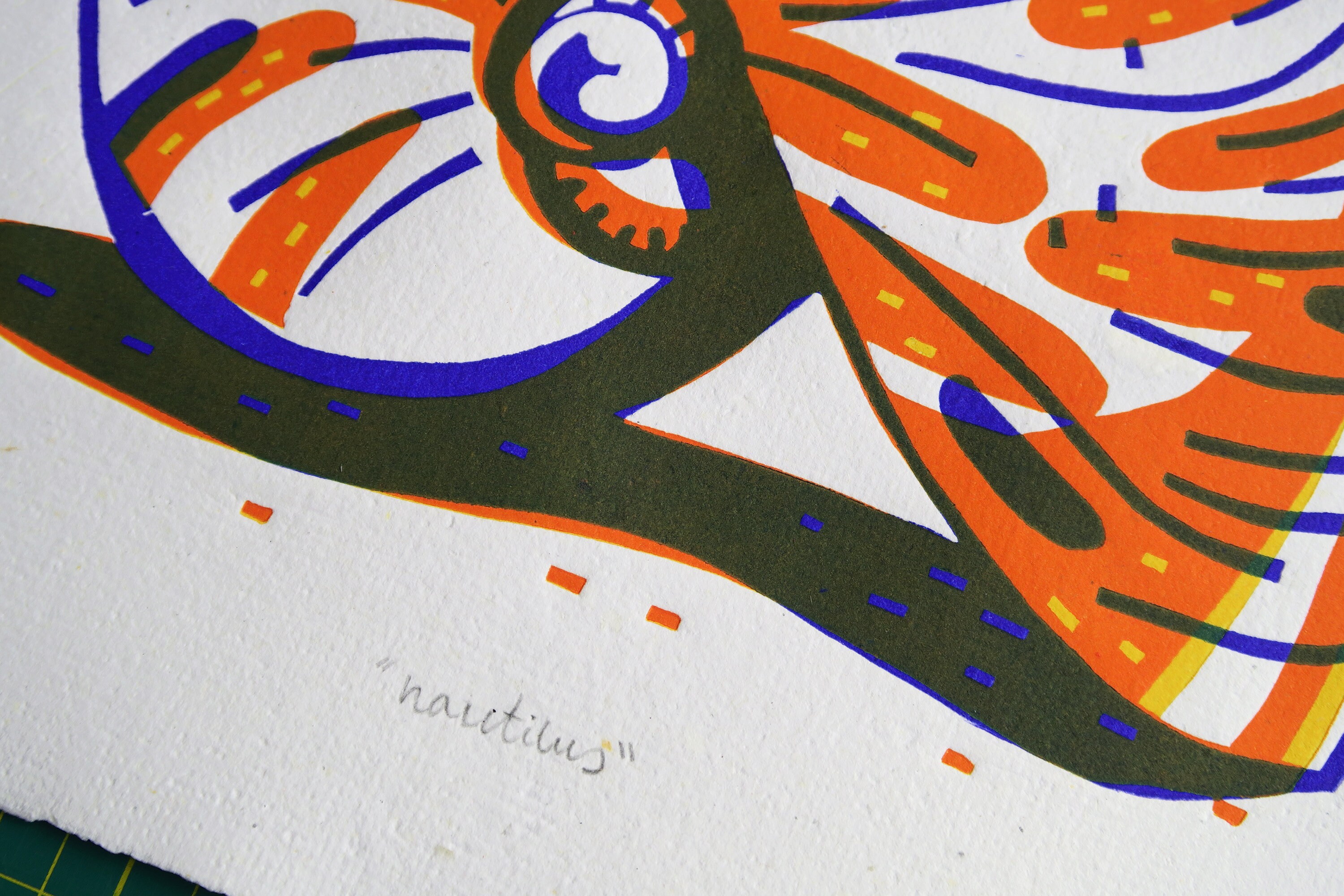 Nautilus Shell A3 Linocut Original Print Gift for Marine-theme Lovers ...