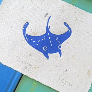 STINGRAY FRAMED Linocut Print - Coastal Wall Art, Ocean Theme Decor ...