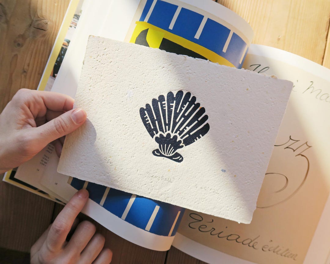 SEASHELL Linocut Print - Coastal Wall Art, Ocean Theme Decor, Gift for ...