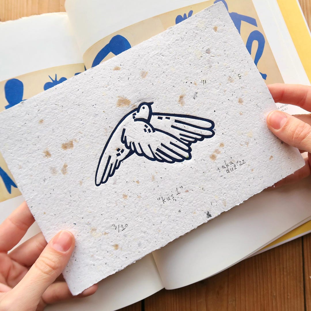 FLYING BIRD 1 Linocut Print - Peace, Love, Freedom, Dove Wall Art ...