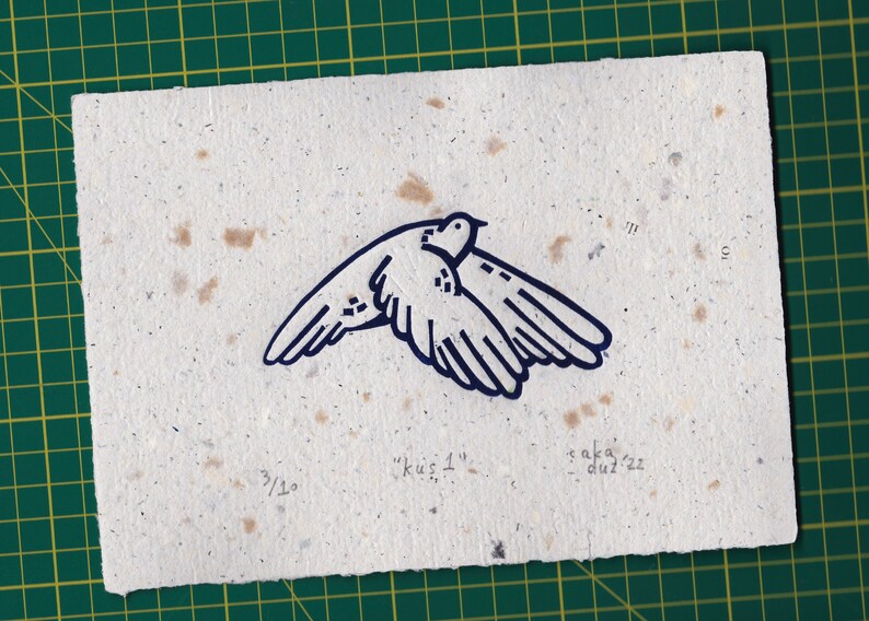 FLYING BIRD 1 Framed Linocut Print - Peace, Love, Freedom, Dove Wall ...