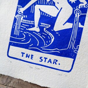 THE STAR Linocut Print- Woman With Shining Stars Wall Art, Hand Printed ...