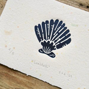 SEASHELL Linocut Print - Coastal Wall Art, Ocean Theme Decor, Gift for ...