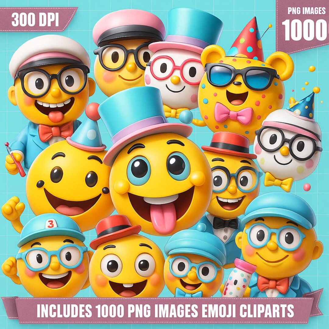 1000 Cute Smiley PNG Clipart Bundle | Transparent Background Emoji ...