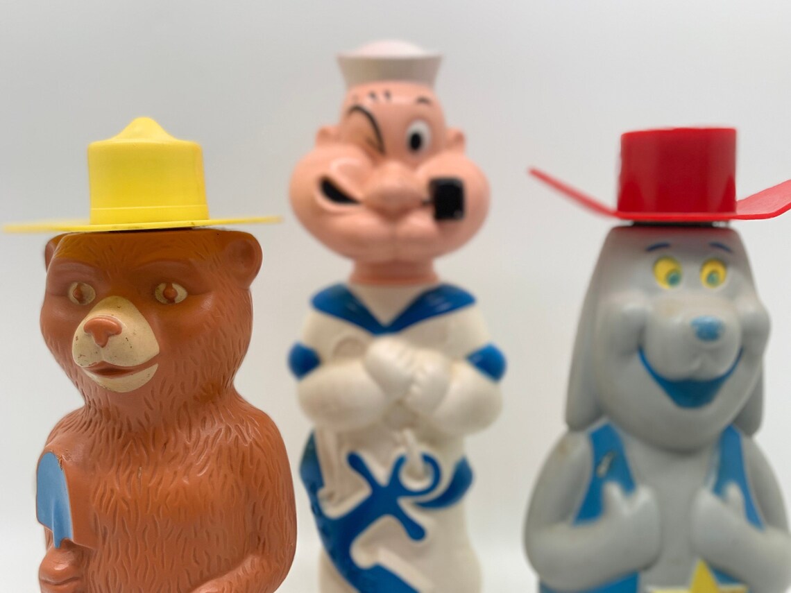 Vintage Soaky Soap Bottles Popeye Bottle Smokey the Bear and Deputy ...