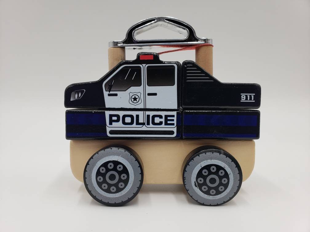 Natural Wood Toy Police Car Puzzle - Etsy