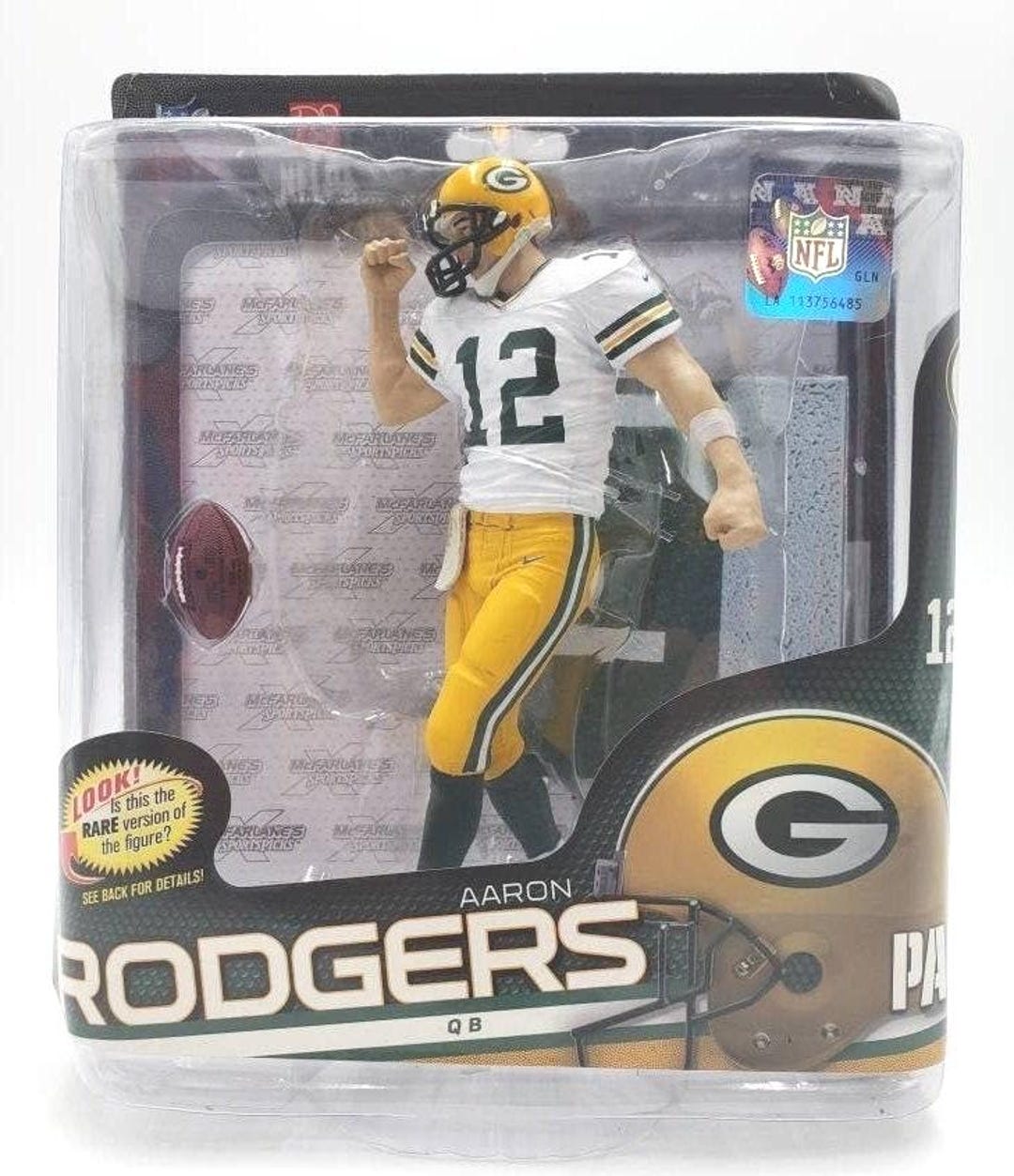 Vintage Green Bay Packers Aaron Rodgers Action Figure White: Mcfarlane ...