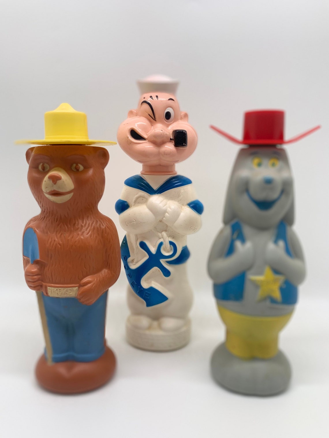 Vintage Soaky Soap Bottles Popeye Bottle Smokey the Bear and Deputy ...