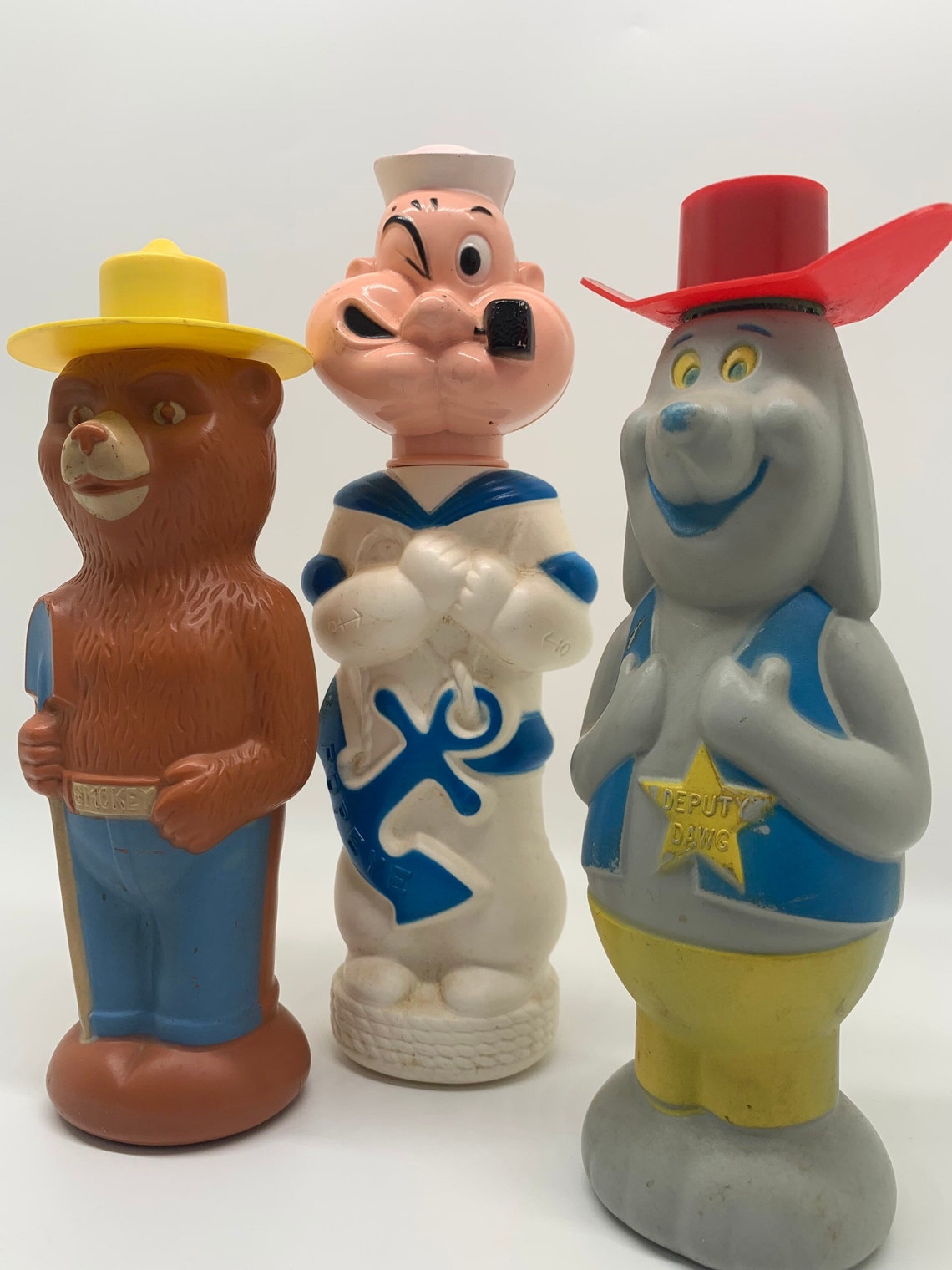 Vintage Soaky Soap Bottles Popeye Bottle Smokey the Bear and Deputy ...