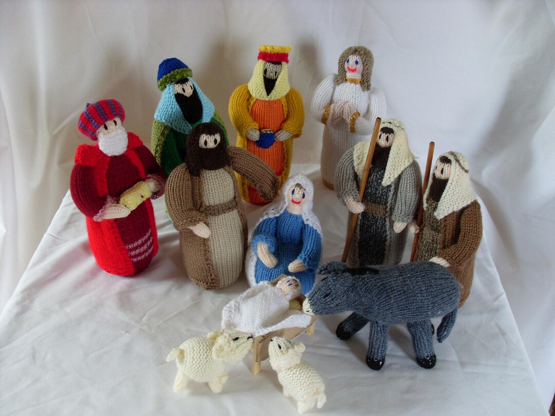 Annual Sale. Hand Knitted Nativity Set, 12 Pieces, Full Set - Etsy