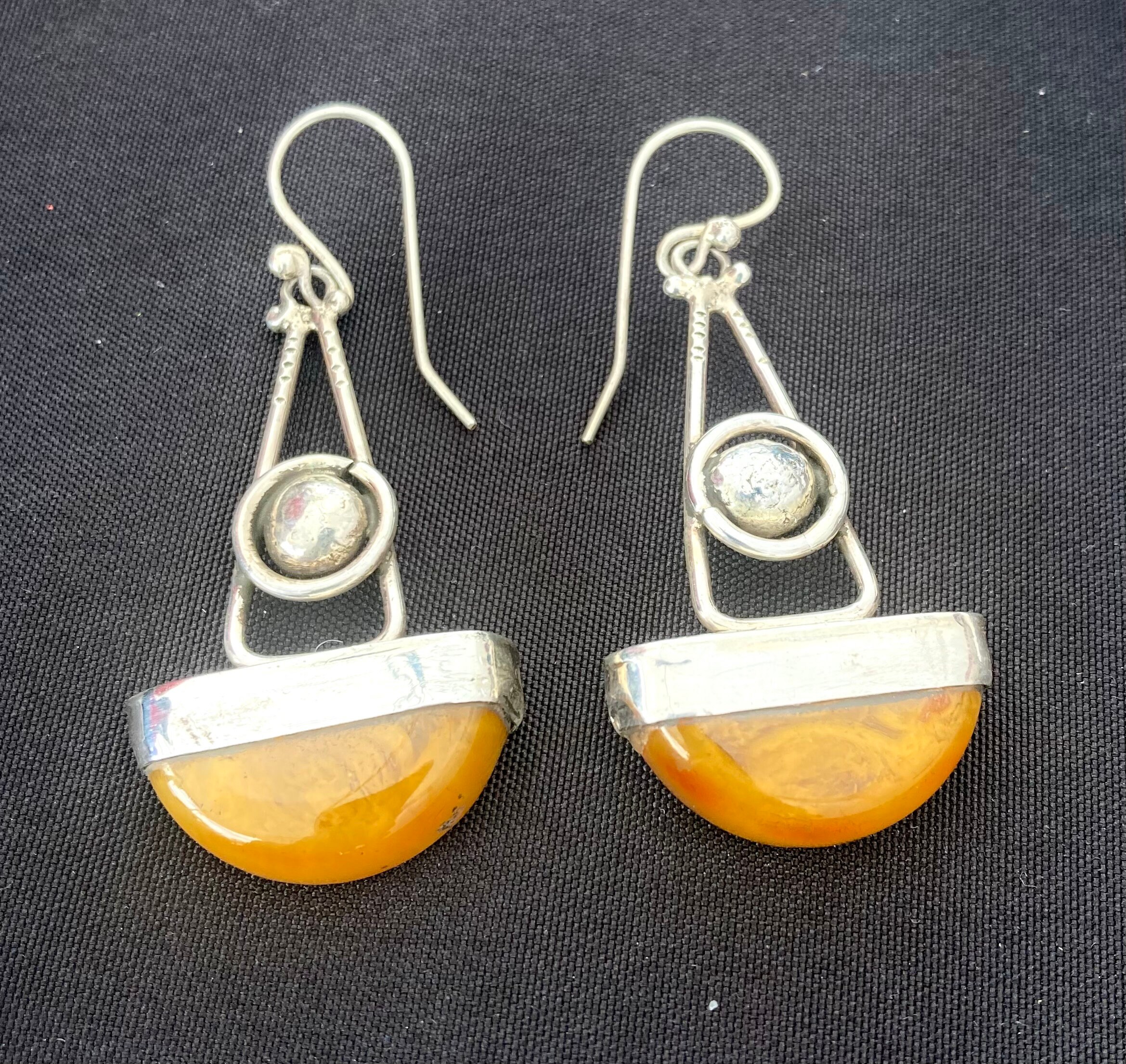 Large Amber Earrings, Sterling Silver, Moroccan Amber,drop Earrings ...