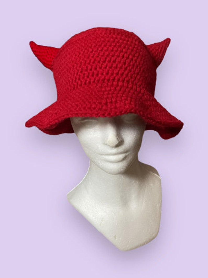 Lil Devil Crochet Bucket Hat 3D Devil Horns Made to Order Custom Size ...