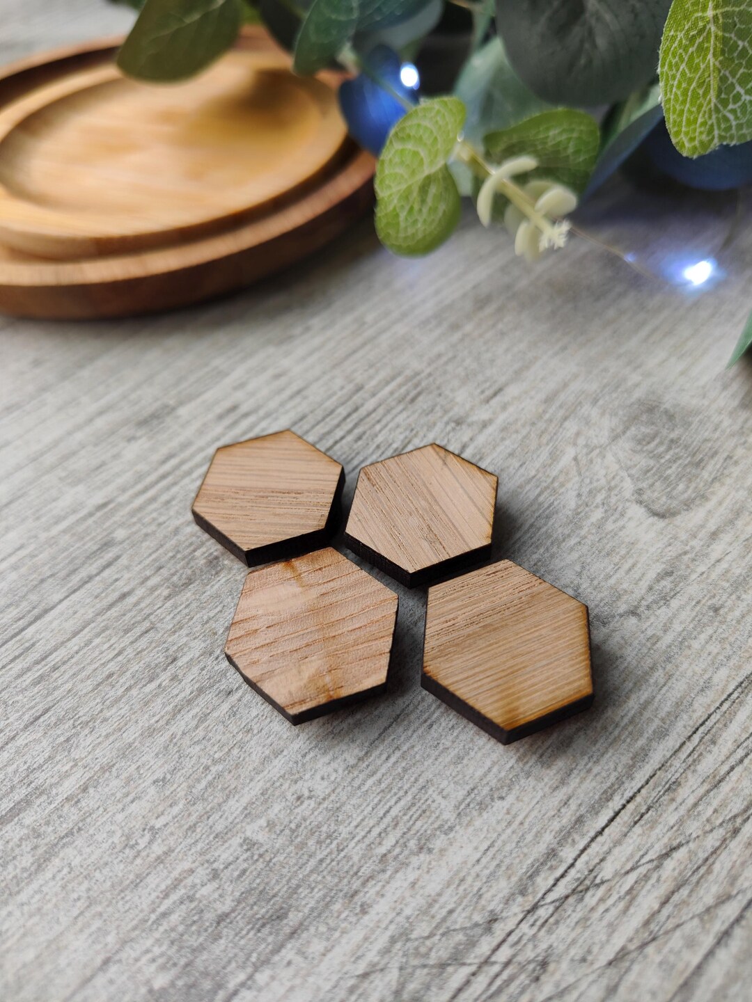Strong Hexagon Shaped Oak Wood Magnets for Fridge, Durable Kitchen ...