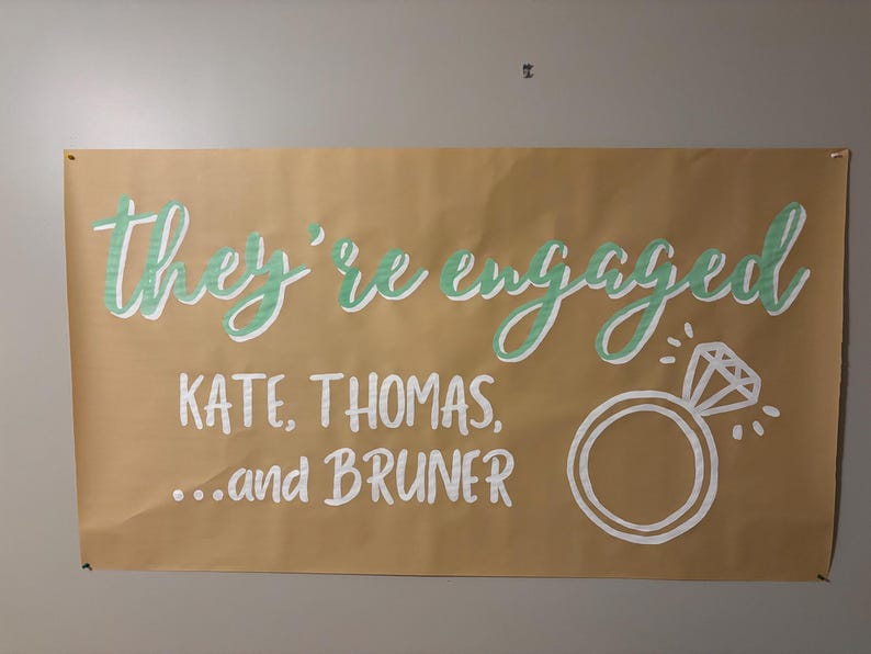 Engagement Hand Painted Custom Brown Kraft Paper Banner - Etsy