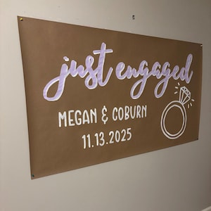 Engagement Hand Painted Custom Brown Kraft Paper Banner - Etsy