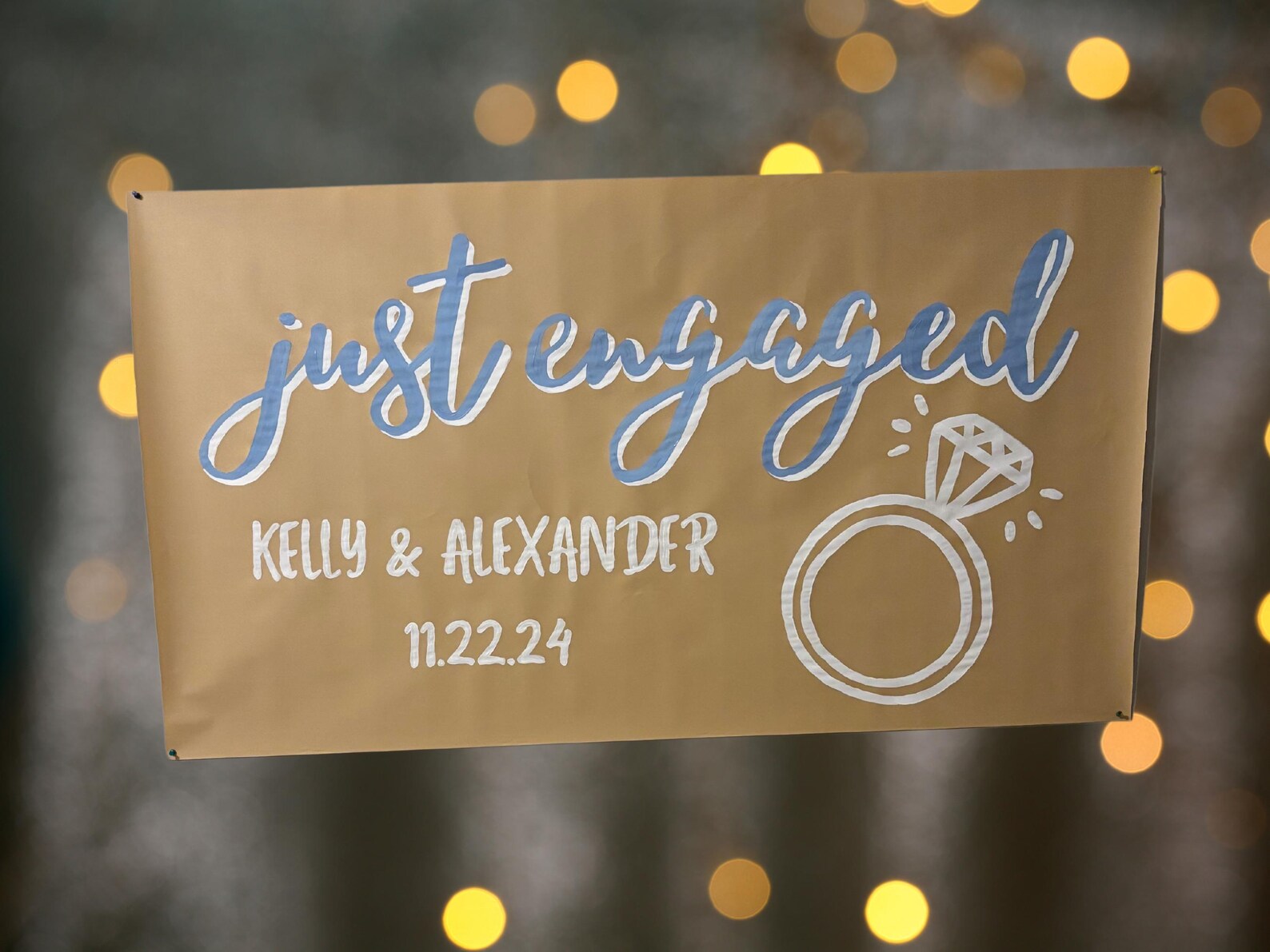 Engagement Hand Painted Custom Brown Kraft Paper Banner - Etsy