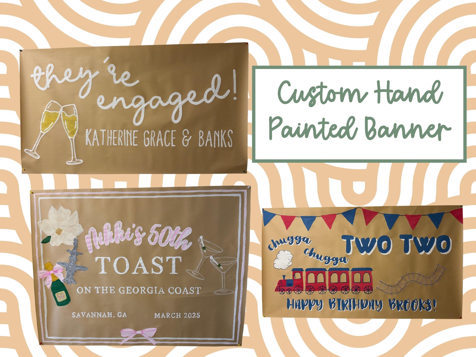 Hand Painted Craft Paper Banner Custom Sign Party Engagement - Etsy
