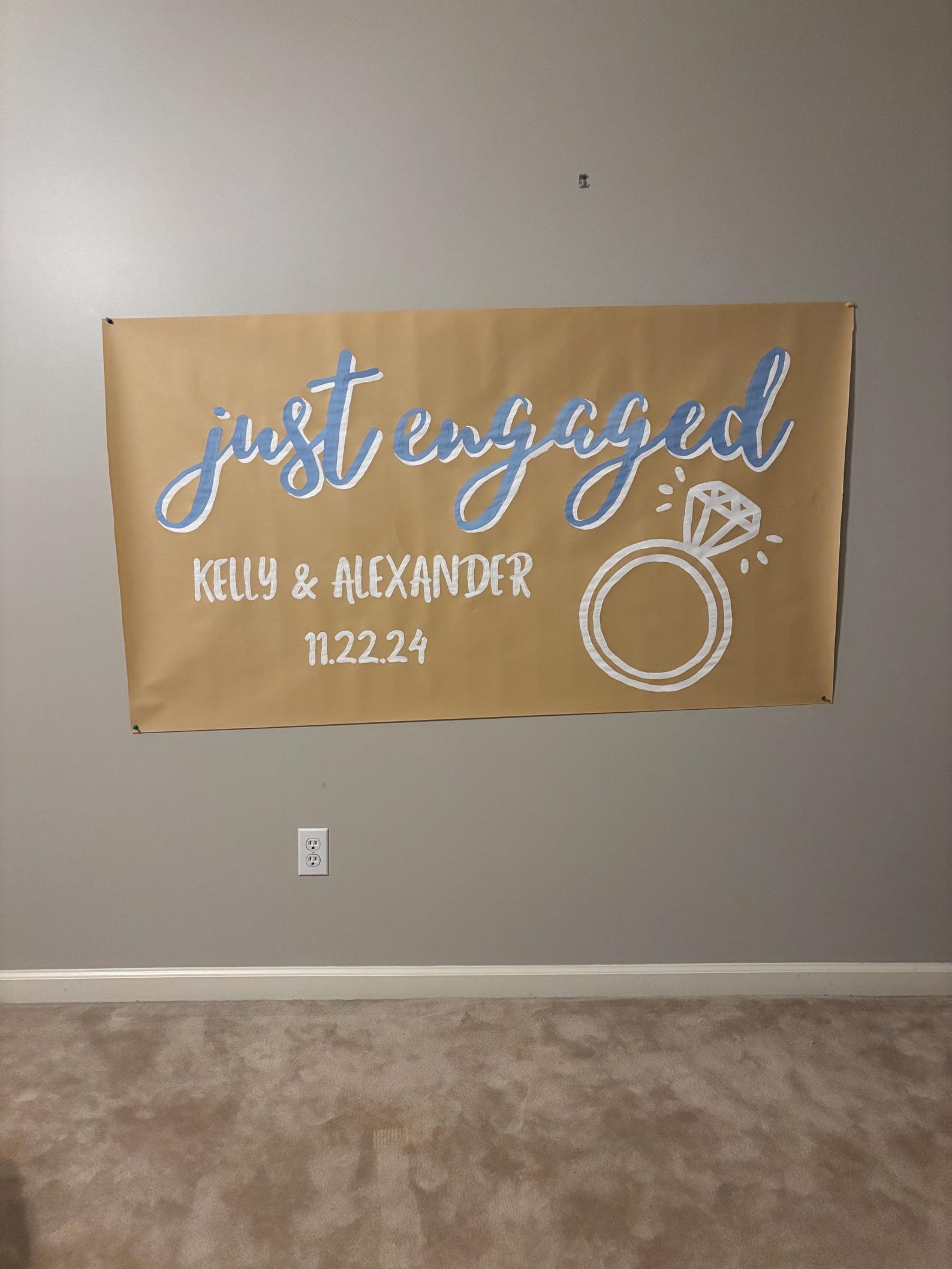 Engagement Hand Painted Custom Brown Kraft Paper Banner - Etsy