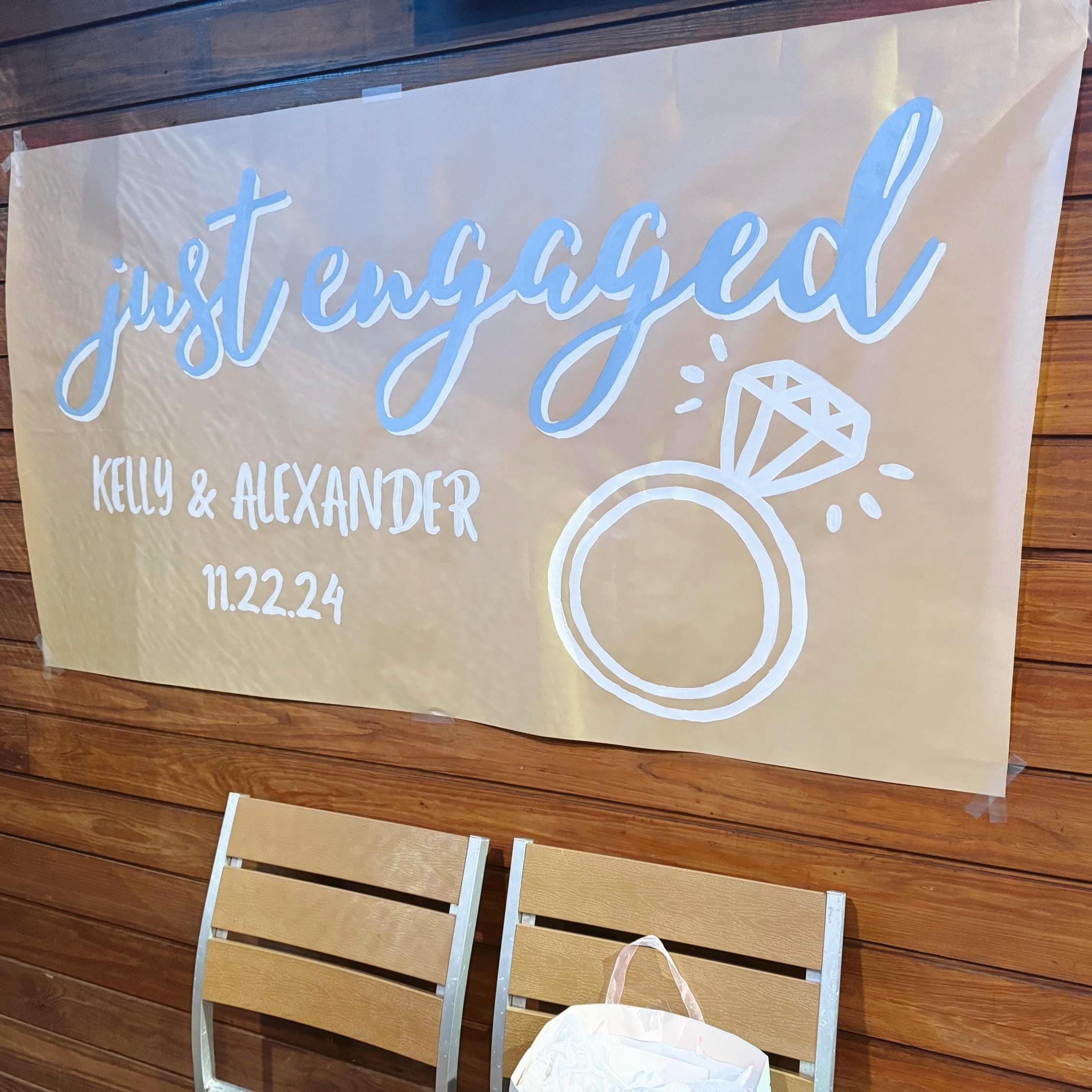 Engagement Hand Painted Custom Brown Kraft Paper Banner - Etsy