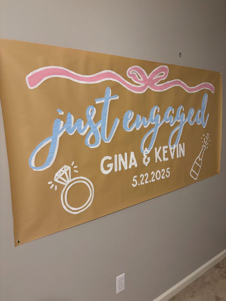 Engagement Hand Painted Custom Brown Kraft Paper Banner - Etsy