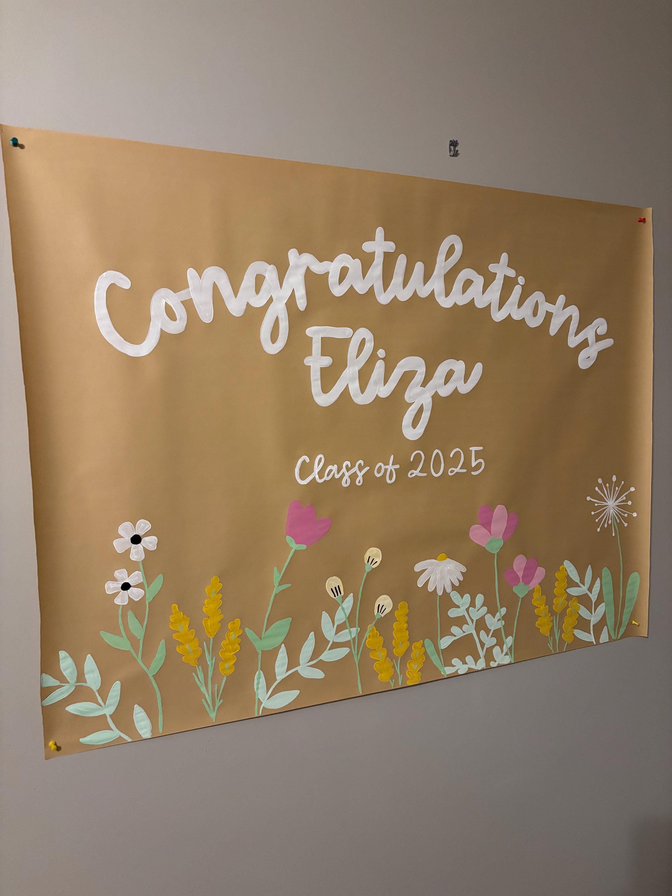 Graduation Hand Painted Custom Brown Kraft Paper Banner - Etsy