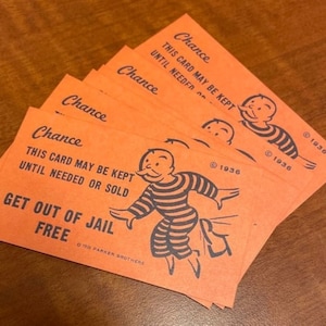 10 "get Out of Jail Free" Cards From Monopoly - "chance" Cards - Funny ...