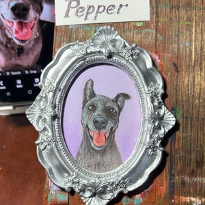 Custom Pet Portrait in 3”x4” Miniature Oval Silver Frame. Send Me a ...
