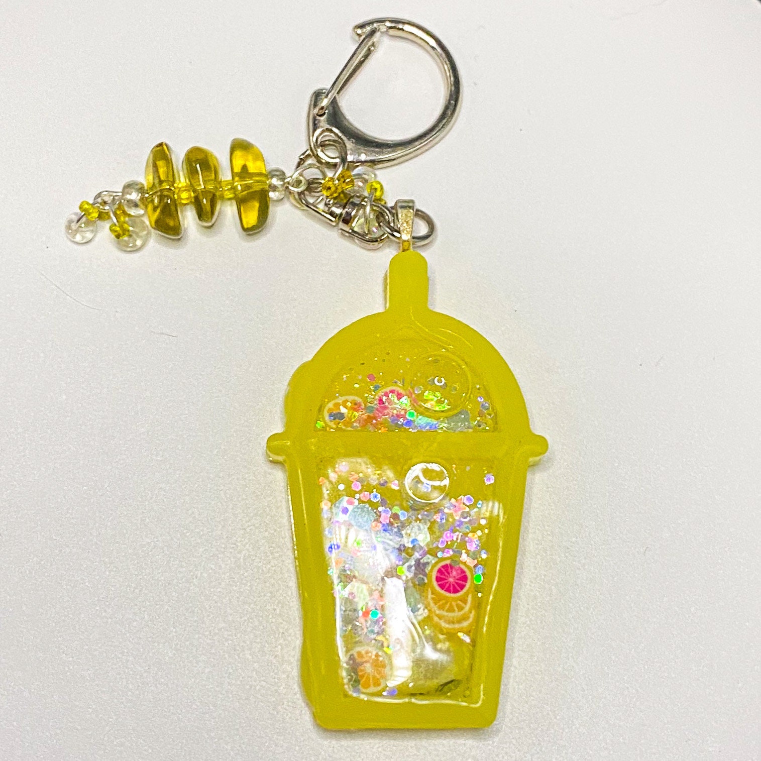 Lemon Axolotl Drink Resin Shaker Charm Keychains - Etsy