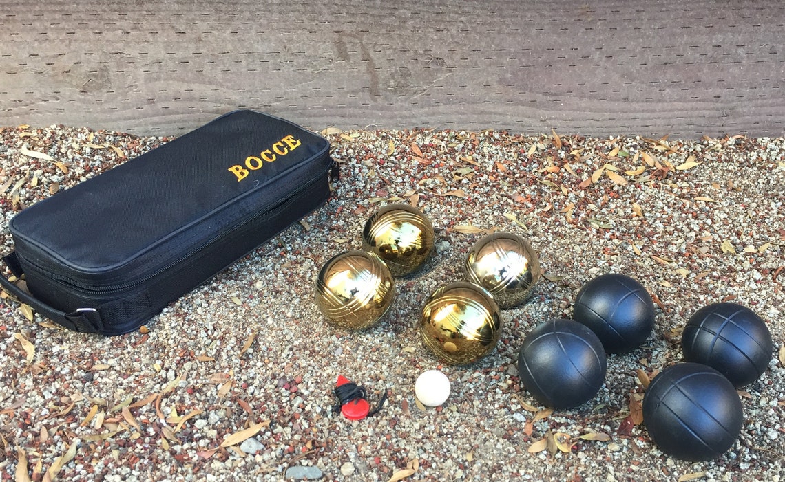73mm Metal Bocce/petanque Set With 8 Black and Gold Balls and - Etsy