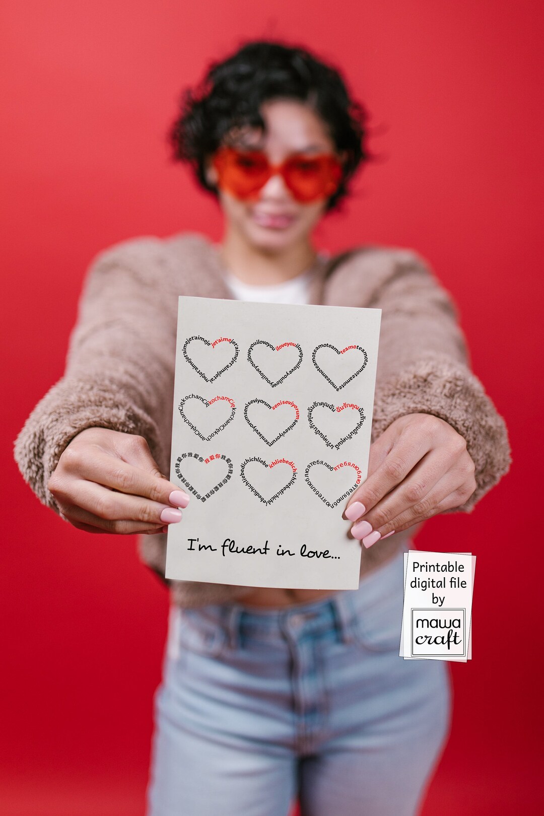 PRINTABLE Heart Design Cards / Set of Three / Different Languages ...