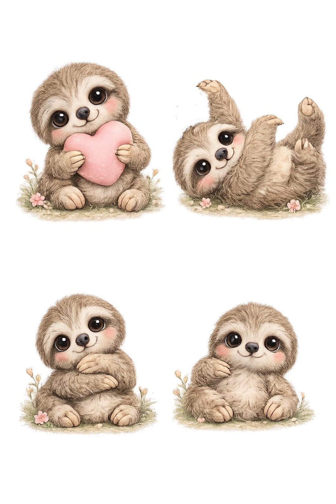 Cute Sloth PNG Transparent – Watercolor Illustration – Baby Sloth ...