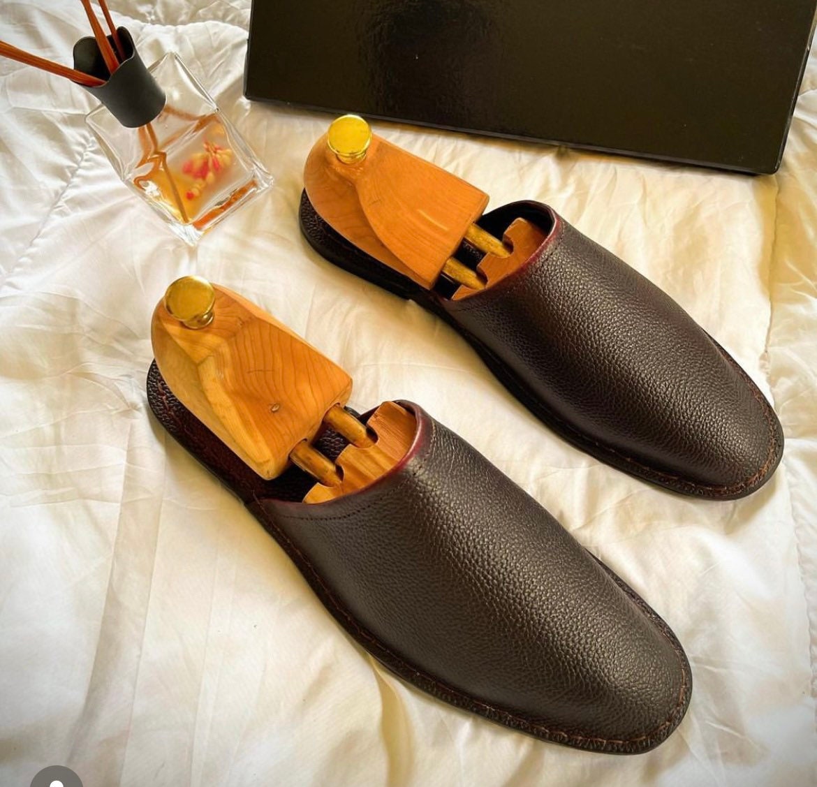 Mens Backless Slip on Brown Loafers Shoe - Etsy