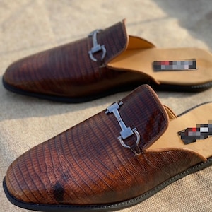 Mens Backless Slip on Brown Loafers Shoe - Etsy