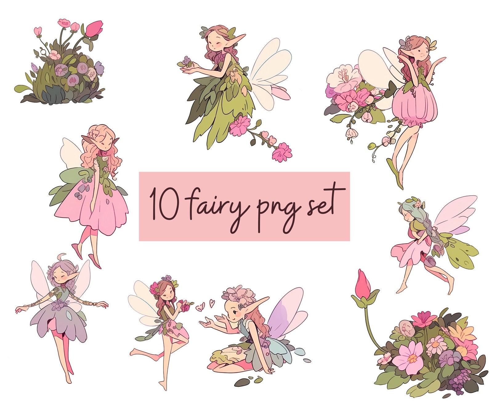 Fairy Clip Art Set 10 Png Clip Arts for Scrap Books Fairy Characters ...
