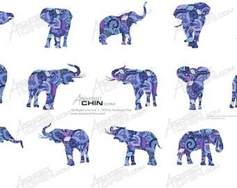 Elephant Silhouette, Printable, Digital Download, Elephant Clip Art ...